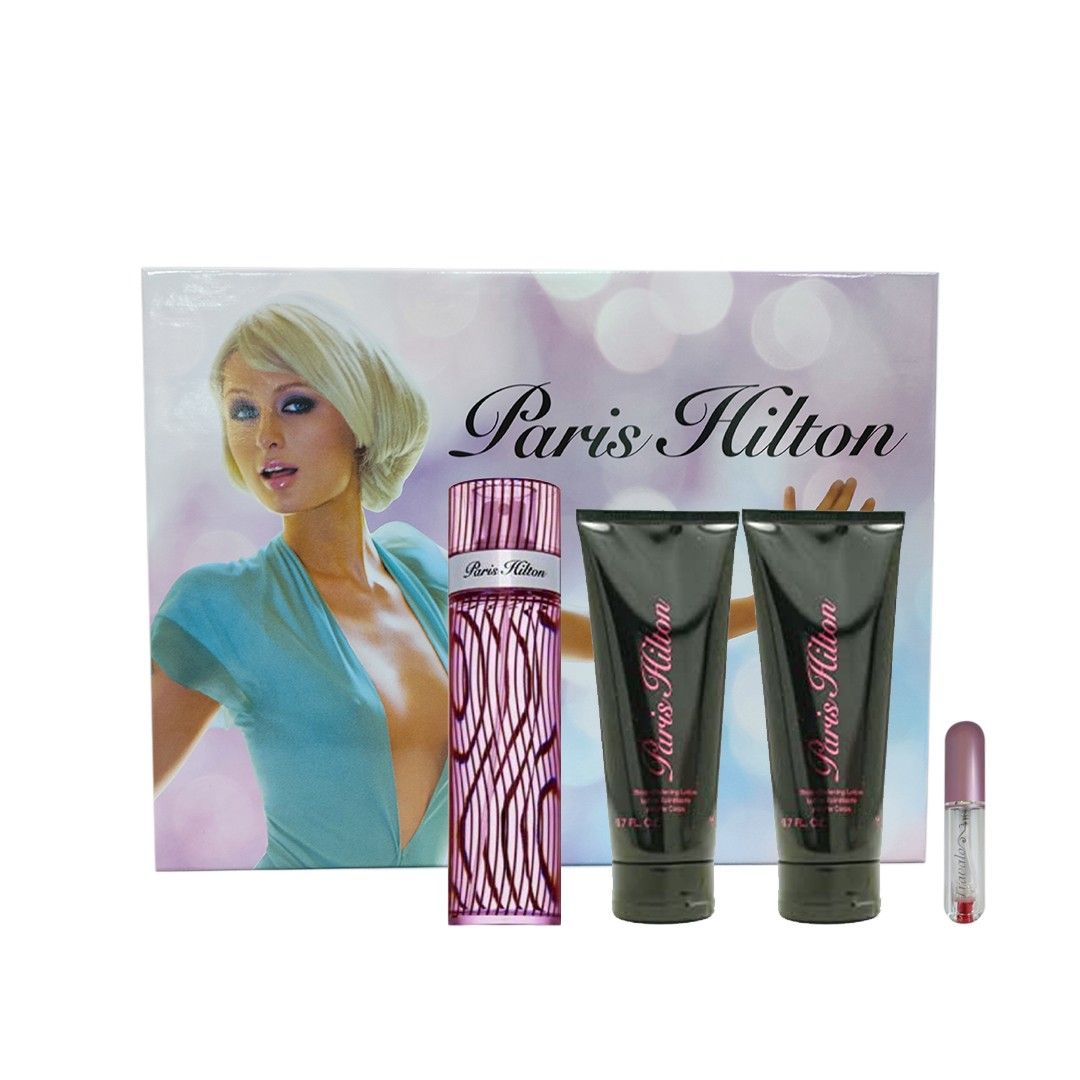 Paris Hilton Estuche EDP 100 ml + loción 90 ml + gel 90 ml + perfumero – Silk Perfumes